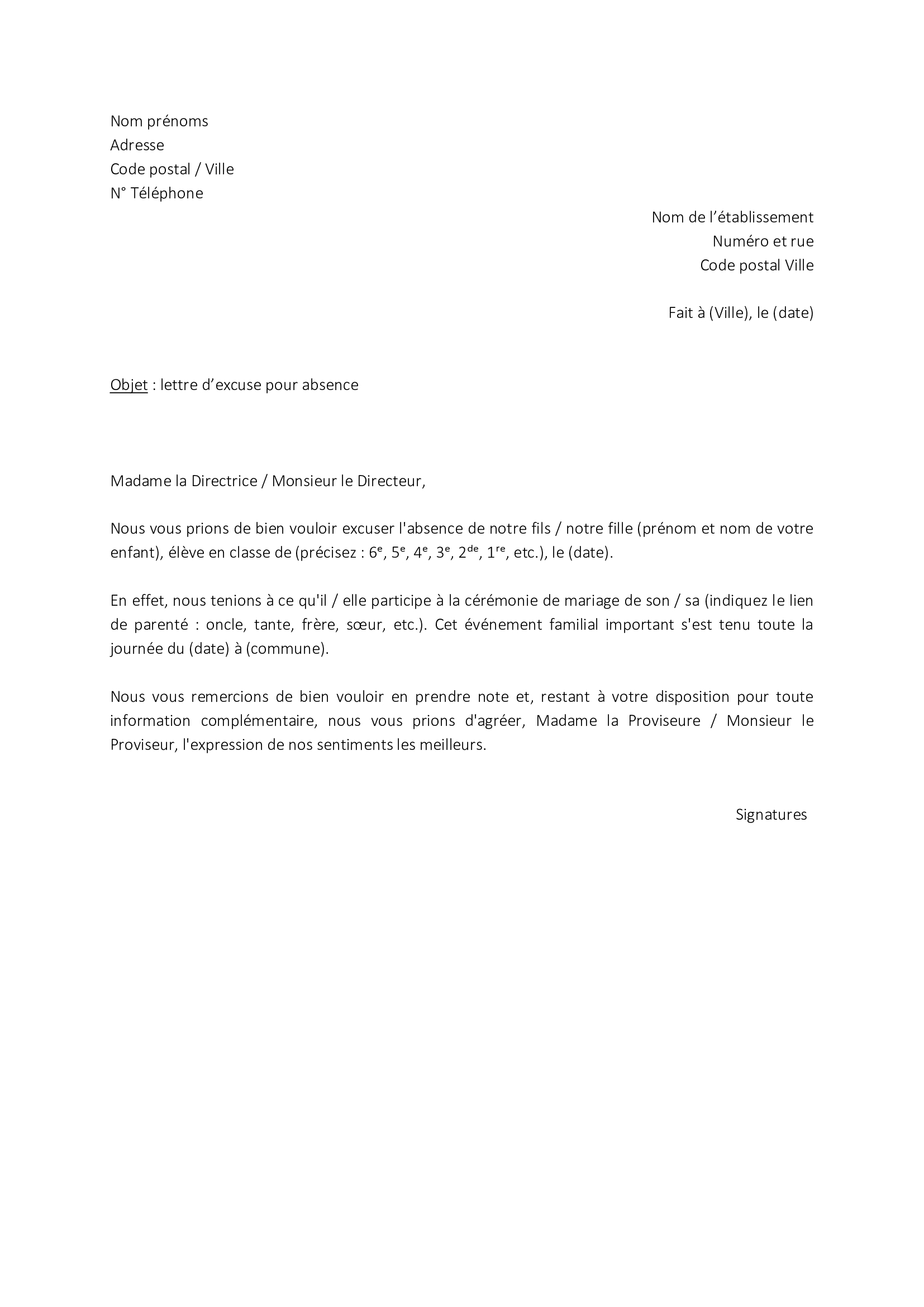 Lettre d'excuse pour justifier une absence à l'école - TaLettre.fr