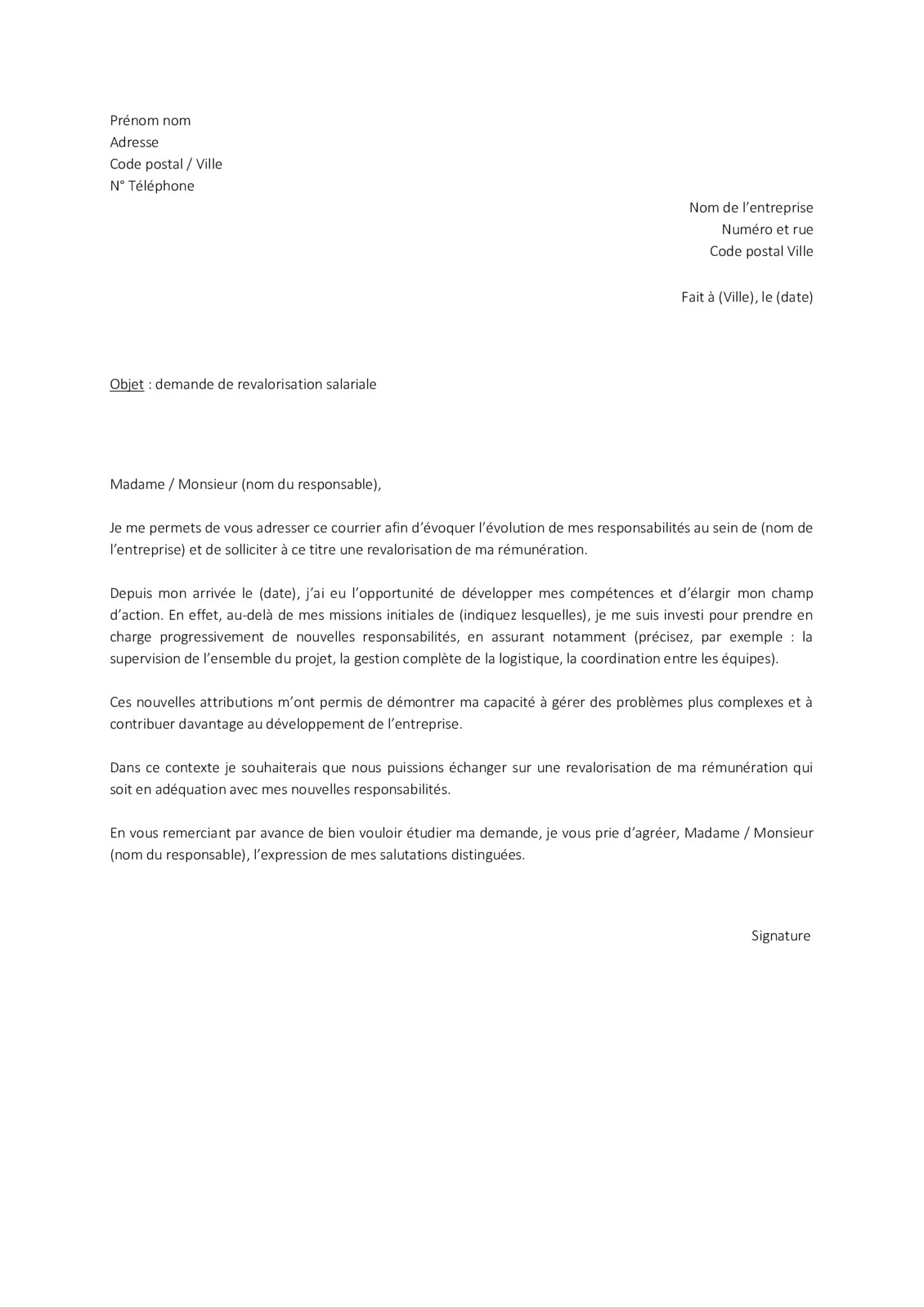 Lettre de demande d'augmentation de salaire - TaLettre.fr